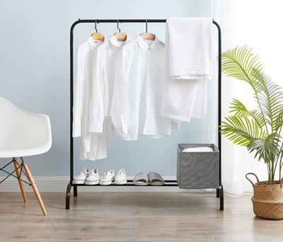 Heavy Duty Metal Clothes Rail Stand Hanging Storage Shelf Bedroom ...