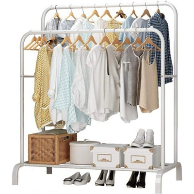 Heavy Duty Metal Double Rail Clothes Garment Hanging Rack Shelf Display ...