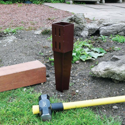 Heavy Duty Metal Fence Post Spike 75mm x 75mm for Soil (75cm Total Length)