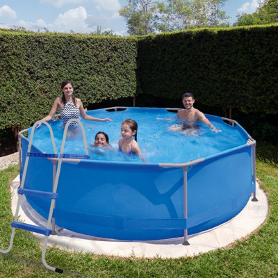 Heavy Duty Metal Frame Above Ground Swimming Pool Ladder - Anti-Slip Steps