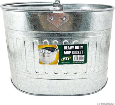 Heavy Duty Metal Mop Bucket Galvanised Strong 14 Litre Capacity For ...