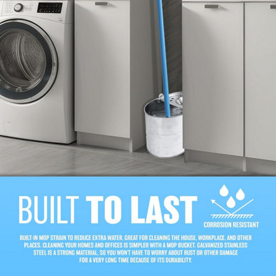 Heavy Duty Metal Mop Bucket Galvanised Strong 16 Litre Capacity ...