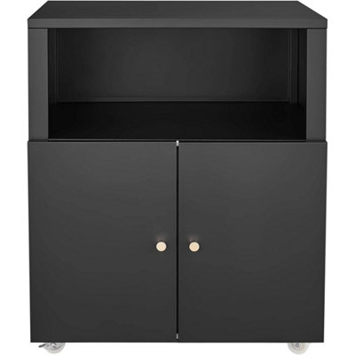Heavy Duty Metal Printer Stand with Wheel Storage Cabinet 2 Doors Open ...