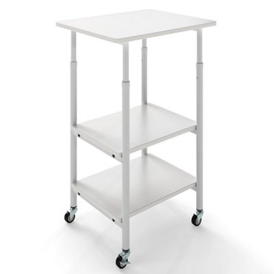 Heavy-Duty Mobile Machine Stand 3-Tier Printer Cart with Locking Wheels ...