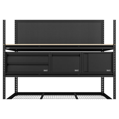 Heavy-Duty Modular Workbench & Racking Kit with 3 Storage Units