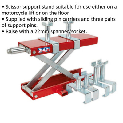 Heavy-Duty Motorcycle Scissor Support Stand with Sliding Pin Carriers ...