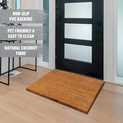 Heavy Duty Non Slip Natural Coco Door Mat - For Home Coir Entrance Porch 40 X 60cm Front Doormat ...