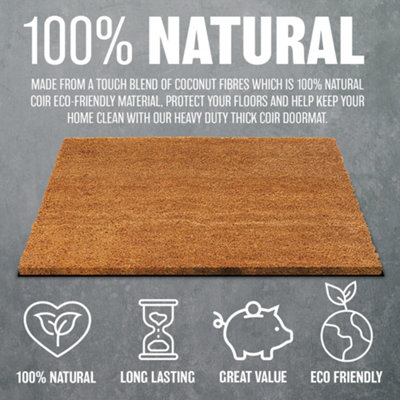 Heavy Duty Non Slip Natural Coco Door Mat - For Home Coir Entrance Porch 40 X 60cm Front Doormat ...