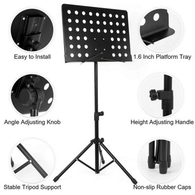 Heavy Duty Orchestral Music Stand Folding Adjustable Sheet Stand Tripod ...