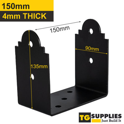 Heavy Duty Ornamental Black Bolt Down Pergola Post Support Post Bracket ...