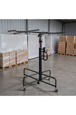 Heavy Duty Plasterboard Lift Panel Hoist Drywall Lifter with Wheels Black