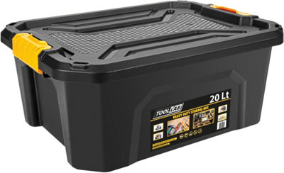 Heavy Duty Polypropylene 20 Litre Storage Box with Clip on Lid | DIY at B&Q