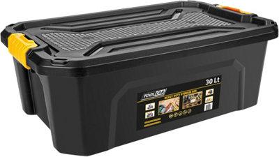 Heavy Duty Polypropylene 30 Litre Storage Box with Clip on Lid | DIY at B&Q