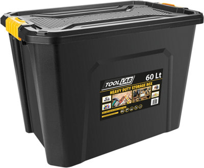 Heavy Duty Polypropylene 60 Litre Storage Box with Clip on Lid | DIY at B&Q