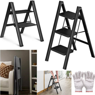 Heavy Duty Portable Step Ladder Lightweight Folding Step Stool w Anti ...