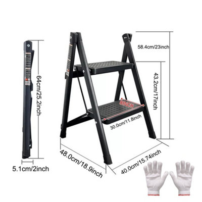 Heavy Duty Portable Step Ladder Lightweight Folding Step Stool w Anti ...