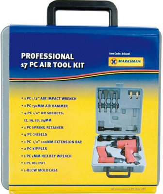 Heavy Duty Professional 17Pc Air Tool Set Wrench Sockets Kit With Extension
