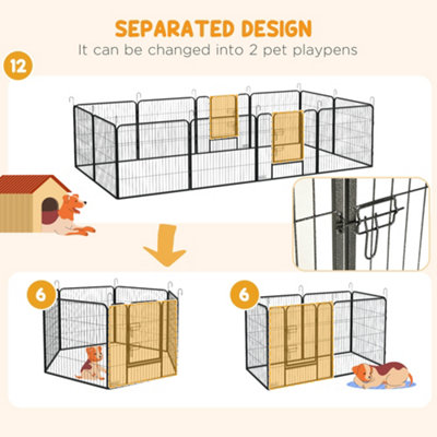 HEAVY DUTY PUPPY PLAY PEN, 12 PANELS PET EXERCISE PEN, FOR INDOORS ...