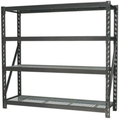 Heavy Duty Racking Unit wit 4 Mesh Shelves - 640kg Per Level - 1955mm ...