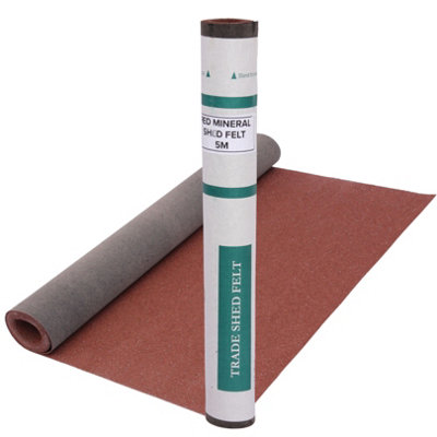 Heavy-Duty Red Mineral Shed Roofing Felt (5m x 1m) - With 13mm Pack of ...