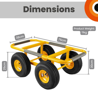 Heavy-Duty Removal Dolly Trolley, 540kg Load Capacity, 25cm Pneumatic ...