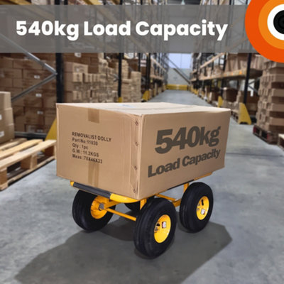 Heavy-Duty Removal Dolly Trolley, 540kg Load Capacity, 25cm Pneumatic ...