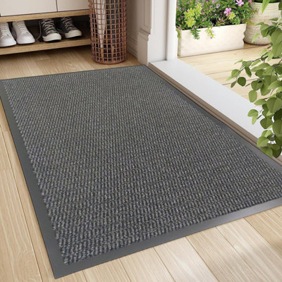 Heavy Duty Rubber Non-Slip Absorbent Barrier Mat - Black 60 x 80cm ...
