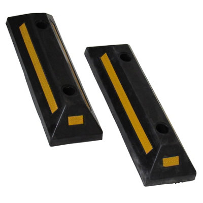 Heavy Duty Rubber Wheel Stoppers X2 (Car Parking Kerb Bumper Block ...