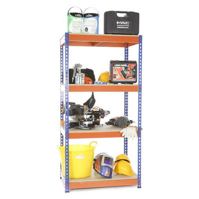 Heavy Duty Shelving Racking Blue and Orange 4 Levels 1800mm H x 900mm W ...