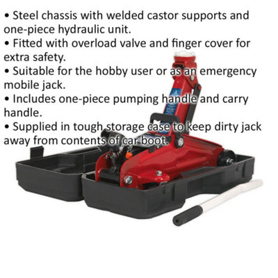 Heavy-Duty Short Chassis Trolley Jack - 2000kg Capacity with Carry Case ...