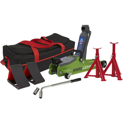 Heavy-Duty Short Chassis Trolley Jack Kit with Axle Stands and Wheel ...