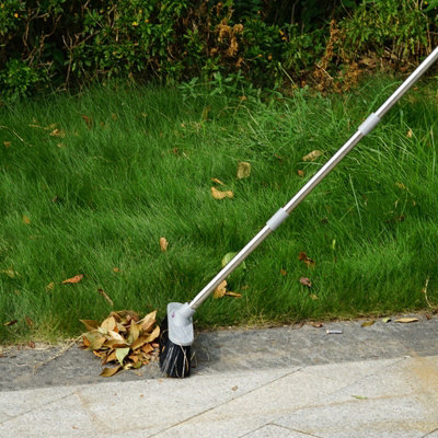 Heavy Duty Stainless Steel Broom with Handle Outdoor Garden Hard ...