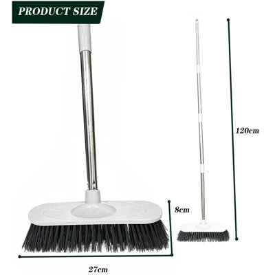 Heavy Duty Stainless Steel Broom with Handle Outdoor Garden Hard ...