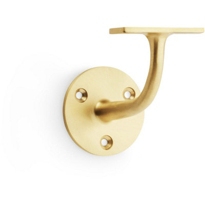 Heavy Duty Stair Handrail Bannister Bracket Arm - Satin Brass 82mm Proj ...