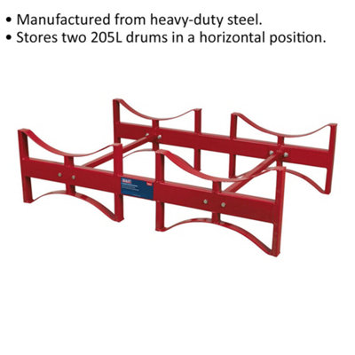 Heavy Duty Steel Drum Storage Racking for 2 x 205L Drums - Stackable Design