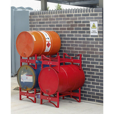Heavy Duty Steel Drum Storage Racking for 2 x 205L Drums - Stackable Design