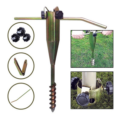 HEAVY DUTY STEEL SCREW IN GROUND SPIKE PARASOL AIRER ROTARY WASHING ...