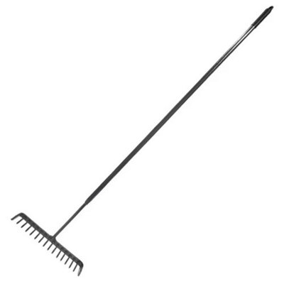 Heavy Duty Steel Tarmac Rake 16 Round Teeth 1650mm Handle