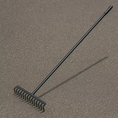Heavy Duty Steel Tarmac Rake 16 Round Teeth 1650mm Handle