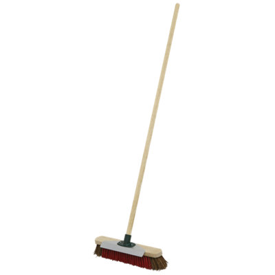 Heavy-Duty Stiff/Hard Bristle Broom with Scraper 16"(405mm)