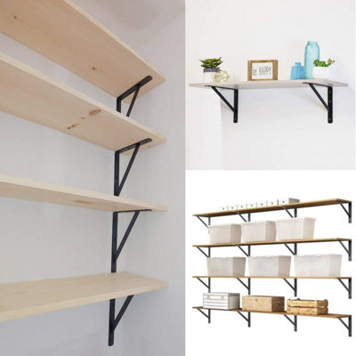 Heavy Duty Triangle Shelf Brackets, 6Pcs 400mm Metal, Black - Wall ...