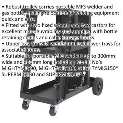 Heavy-Duty Universal Trolley for Portable MIG Welders with Gas Bottle ...