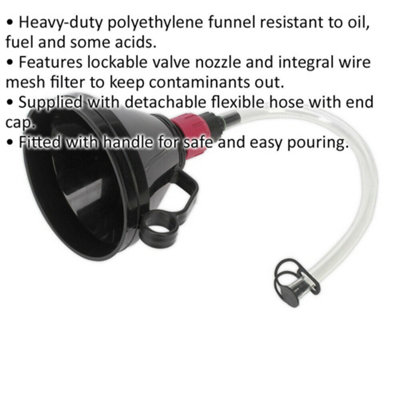 Heavy Duty Valved Funnel with Flexible Spout and Filter - 160mm ...