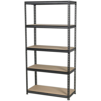 Heavy-Duty Warehouse Racking Unit with 5 MDF Shelves - 200kg Capacity ...
