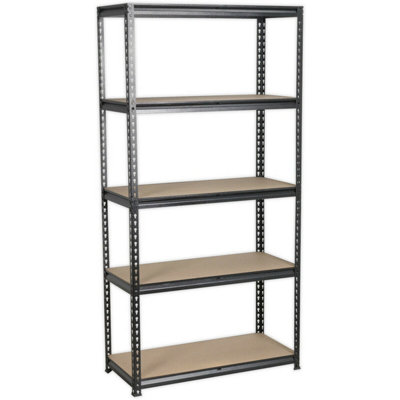 Heavy-Duty Warehouse Racking Unit with 5 MDF Shelves - 200kg Capacity ...