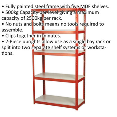 Heavy-Duty Warehouse Racking Unit with 5 MDF Shelves for Maximum ...