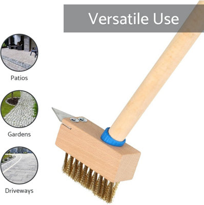 Heavy-Duty Weed Remover Tool with Long Wooden Handle, 120cm Wire Brush ...