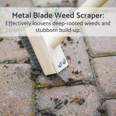 Heavy-Duty Weed Remover Tool with Long Wooden Handle, 120cm Wire Brush ...