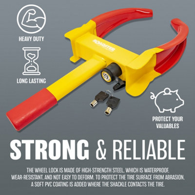 Heavy Duty Wheel Clamp Safety Lock - Adjustable Car Tyre Clamp Claw ...
