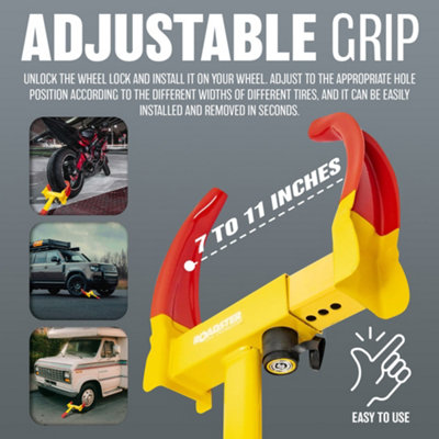 Heavy Duty Wheel Clamp Safety Lock - Adjustable Car Tyre Clamp Claw ...